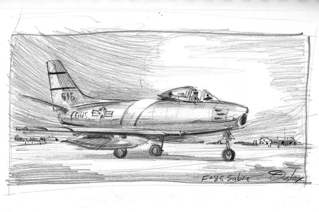F-86 Sabre Fighter Jet pencil sketch - Pencil , in